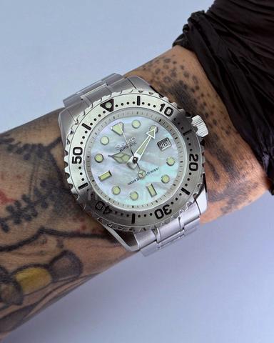 Custom Seiko Mod 44mm Premium White MOP GS Steel - Watches & Fashion ...