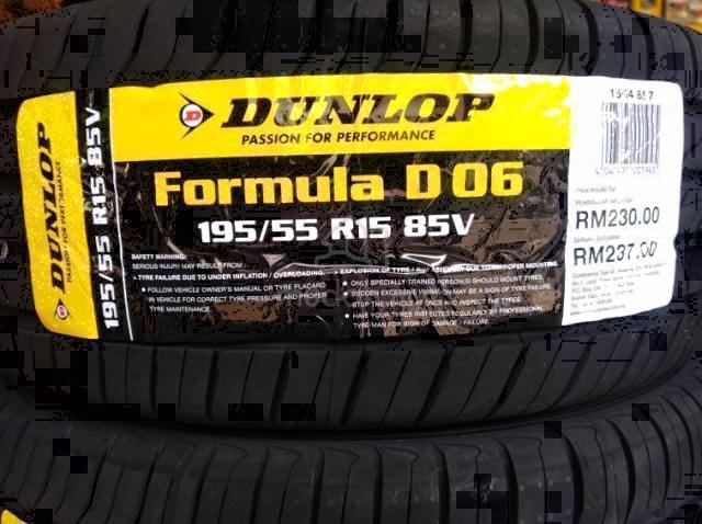 195/55/15 Dunlop Formula D06 Tyre 2025 Tayar - Car Accessories & Parts ...