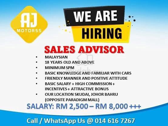 Sales Advisor - Jobs available in Johor Bahru, Johor