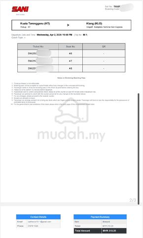 TIKET BAS Kuala Terengganu to Klang Sentral - Tickets & Vouchers for ...
