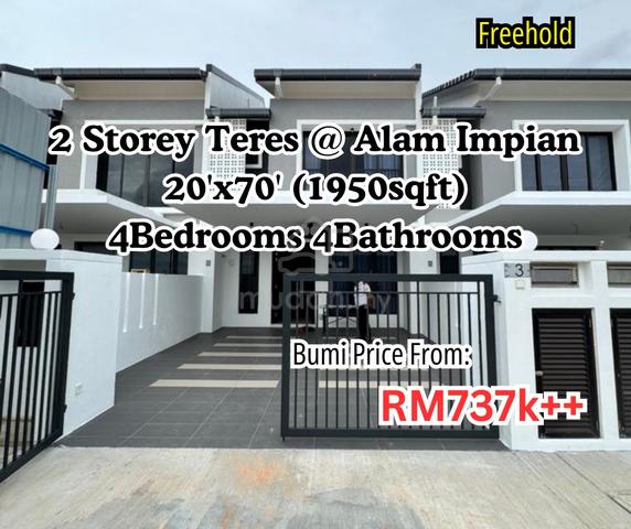 New 2-storey Terraced House for Sale, 4 Bedroom, 1950 sq.ft, Alam ...