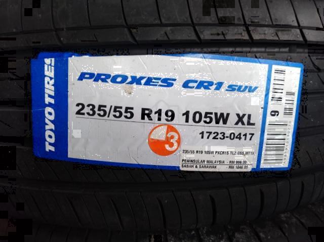 235/55/19 Toyo Proxes CR1 SUV Tyre Tayar - Car Accessories & Parts for sale in Klang, Selangor