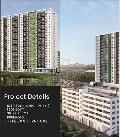 New Apartment for Sale, 3 Bedroom, 1001 sq.ft, Sutera Apartment Rsku ...