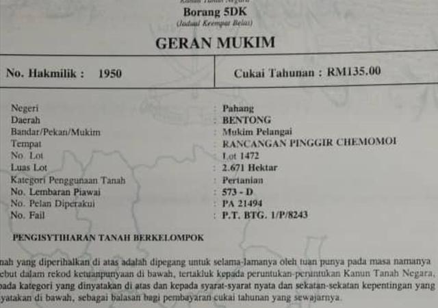 Agricultural Land for Sale, 6.60 Acre(s), Bentong, Pahang 111730848 | Mudah.my