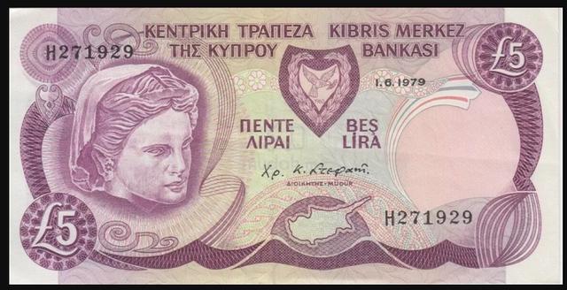 Cyprus Banknotes 5 pounds Lira 1979 - Pick P47 ef - Hobby ...