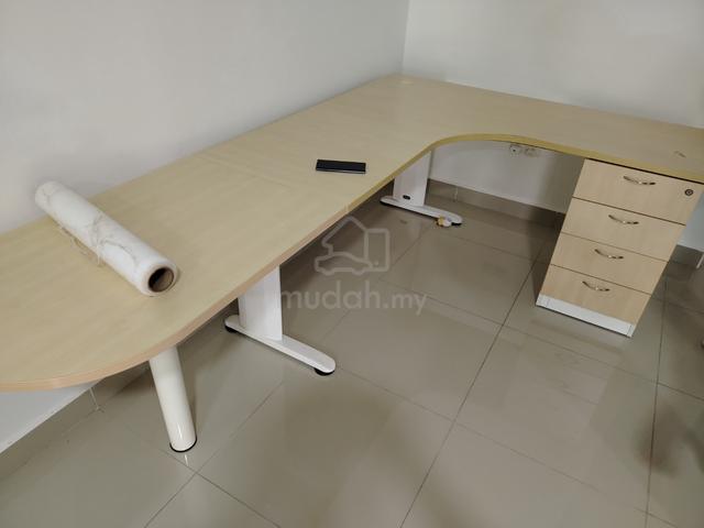 7FT*5FT L Shape Maple Office Table wt Drawer TD660 - Furniture ...