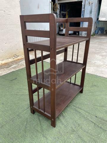 YC74R Rak Kayu 3 Tiers Solid Wood Rack Shelf - Furniture & Decoration ...