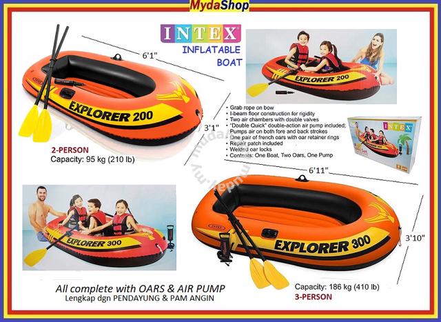 INTEX Inflatable Boat Explorer 200 300. Bot Sampan - Sports & Outdoors ...