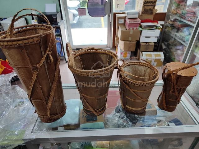 Traditional basket bamboo wood backpack rotan - Watches & Fashion ...