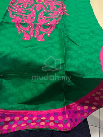 Green Cotton Pink Embroidered Beads Deco Kurti - Clothes for sale in ...