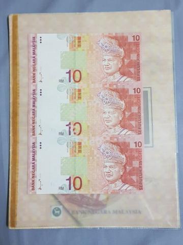 Malaysia RM10 Uncut Banknote 3 in 1 with Folder - Hobby & Collectibles ...