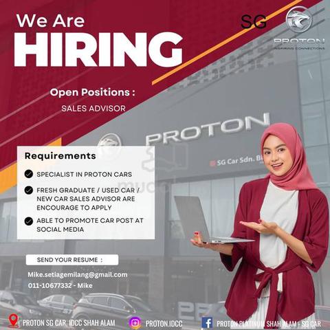 Proton Sales Advisor - Jobs available in Shah Alam, Selangor