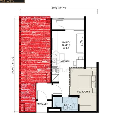 Service Residence for Rent, 1 Bedroom, 460 sq.ft, The Pano, Jalan Ipoh ...