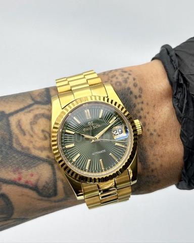 Custom Seiko Mod 36mm Gold Green GS President - Watches & Fashion ...