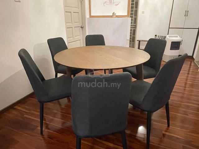 Solid wood dining table 4’ with 6 chairs - Furniture & Decoration for ...