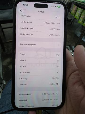 iPhone 15 Pro Max 256gb eSIM ONLY ori usa set - Mobile Phones & Gadgets ...