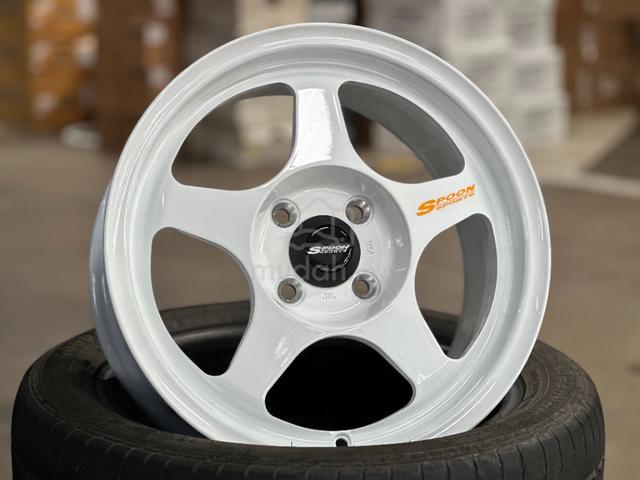 NEW 15 AOW Spoon White Rim City Jazz EG EF Myvi - Car Accessories ...