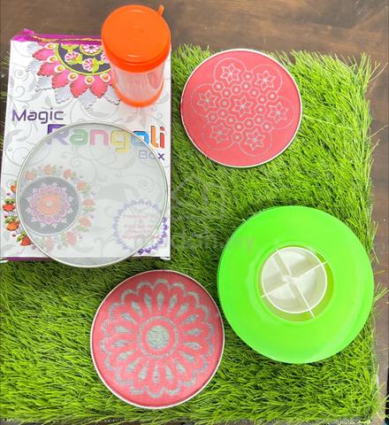 MAGIC RANGOLI BOX (10cm) 1 filler 2 stencil 1 - Furniture & Decoration ...