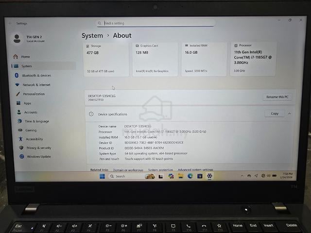 Lenovo ThinkPad T14 Gen 2 | i7-11th Gen vPro - Computers & Accessories ...