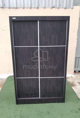 Y64J Almari Baju 2 Sliding Door Wardrobe Brown - Furniture & Decoration ...