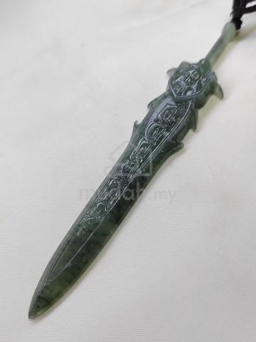 Icy Bluish Green Jadeite Jade Sword Pendant - Hobby & Collectibles for ...