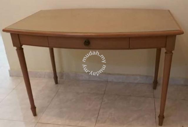 N06 H Meja Console Table Nyatoh Wood Glass Top - Furniture & Decoration ...