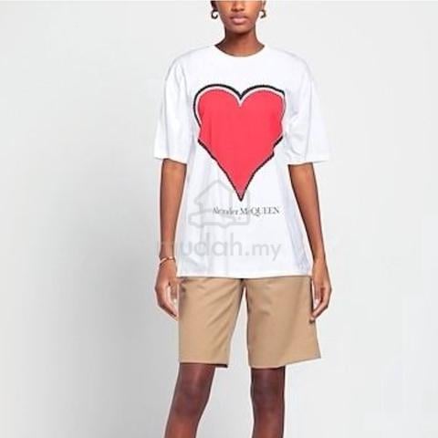 Alexander McQueen Heart print cotton oversize tee - Clothes for sale in ...