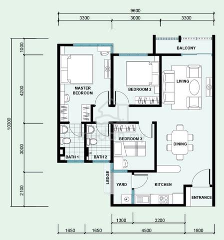 Apartment for Sale, 3 Bedroom, 936 sq.ft, Kalista 2, Seremban 2, Negeri ...