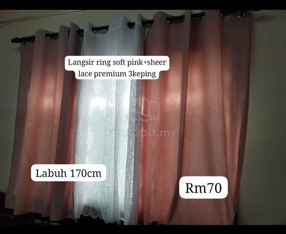 Langsir lace soft pink +sheer lace premium - Furniture & Decoration for ...