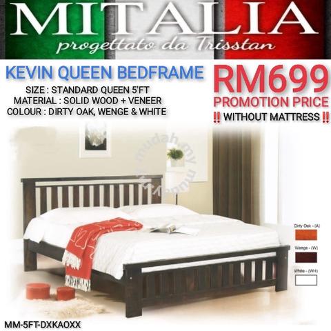 Katil Queen Solid Wood Veneer Modern Design - Furniture & Decoration ...