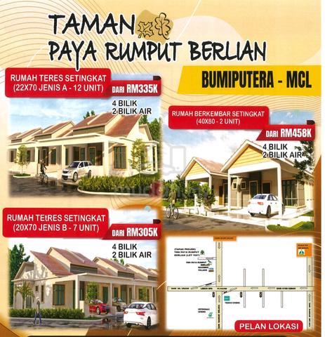 1-storey Terraced House for Sale, 4 Bedroom, 1540 sq.ft, Paya Rumput ...